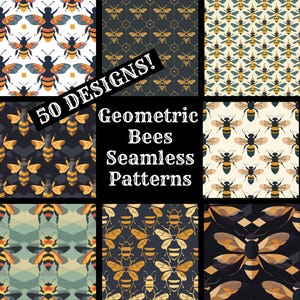 Geometric Bees Seamless Pattern: Printable Digital Paper (PNG) - Etsy