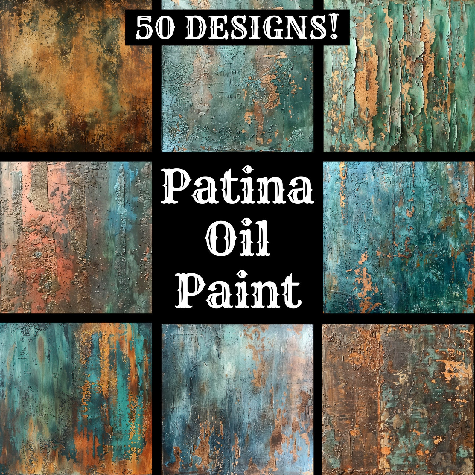 Patina Oil Paint Digital Paper: Vintage Journaling (PNG, 12x12, 16x16 ...
