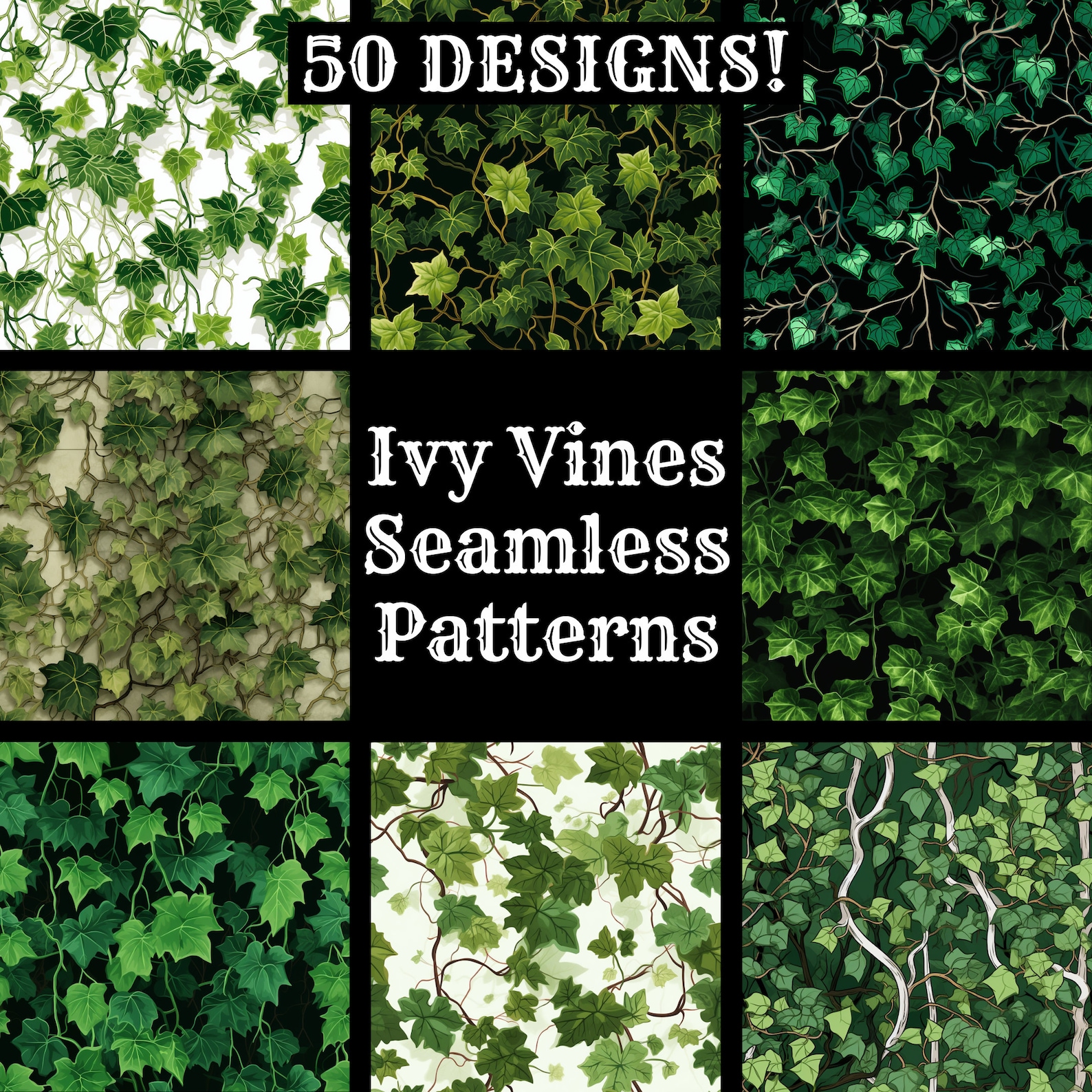 Ivy Vines Seamless Digital Paper, Printable Scrapbook Paper Seamless ...