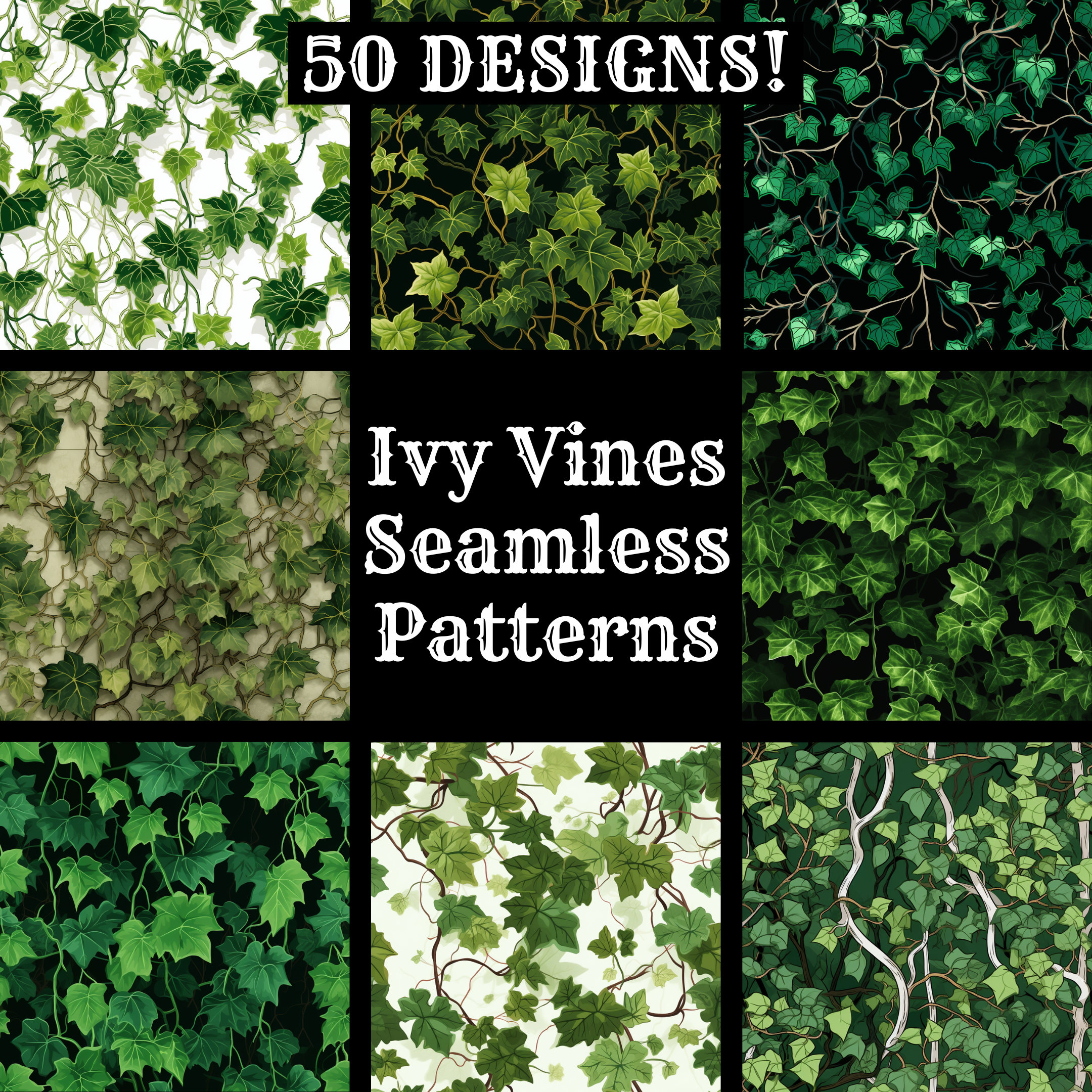 Ivy Vines Seamless Digital Paper, Printable Scrapbook Paper Seamless ...