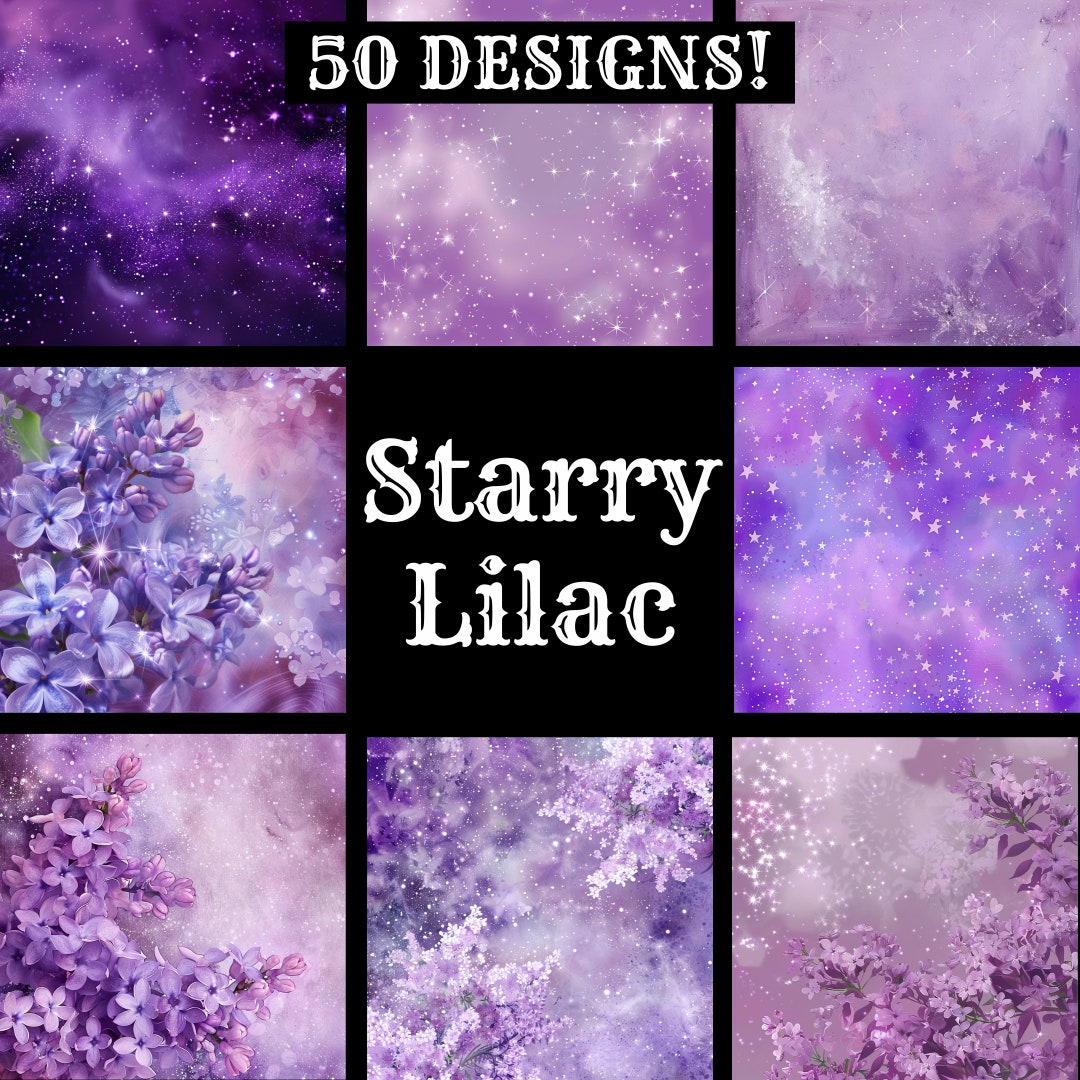 Starry Lilac Paper, Starry Lilac Printable Paper, Vintage Starry Lilac ...
