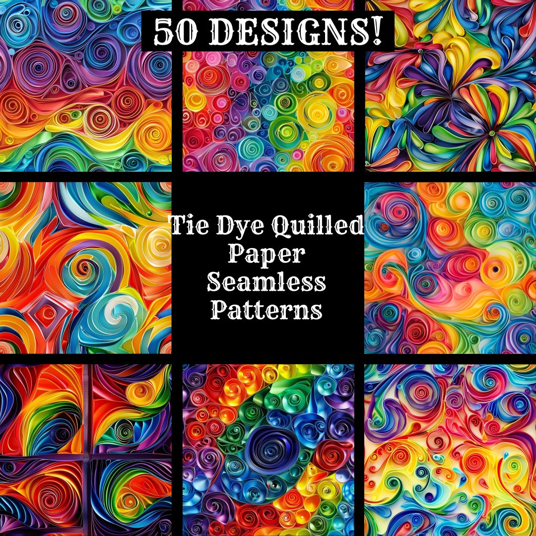 Tie Dye Quilled Paper Seamless Digital Paper, Tie Dye Quilled Paper ...