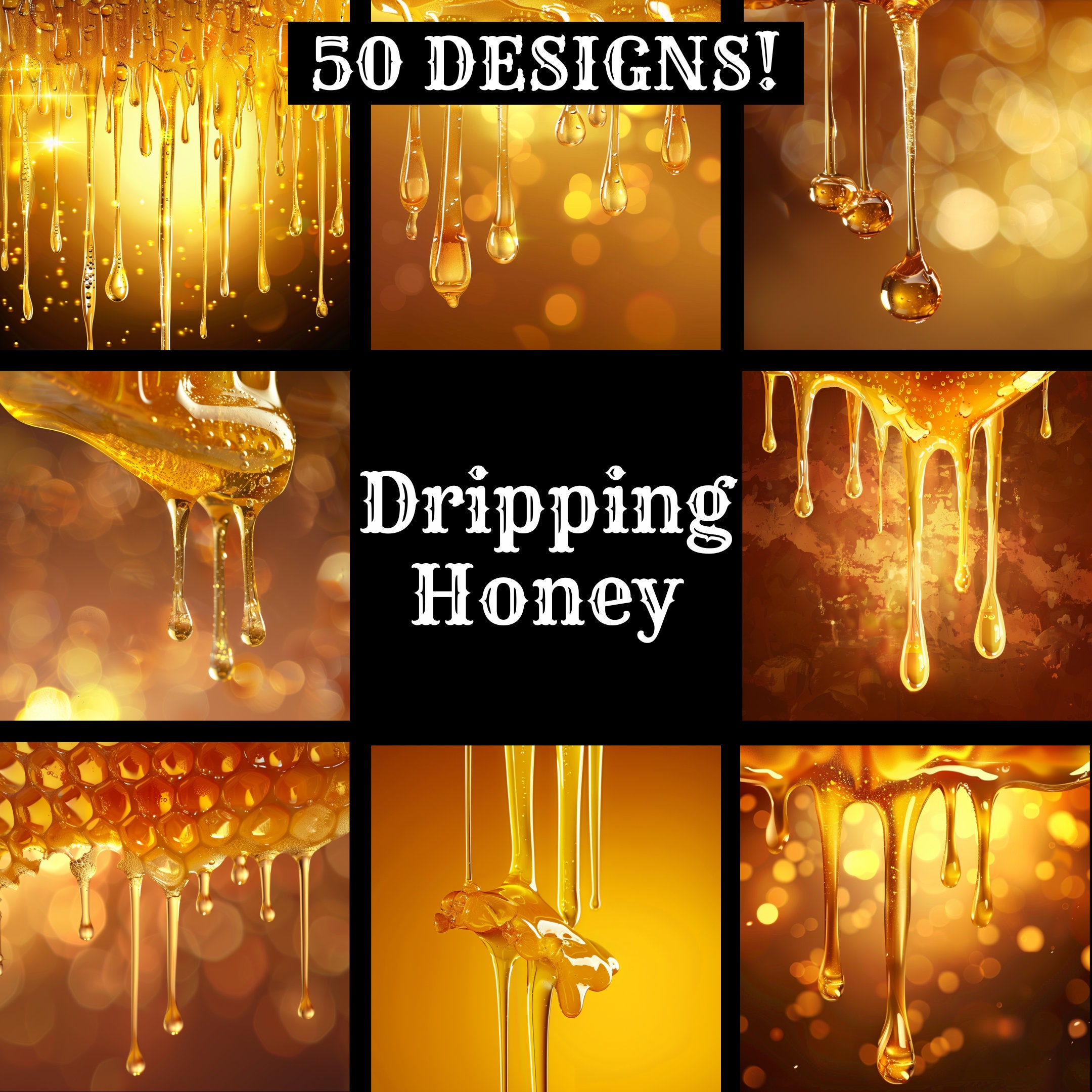 Dripping Honey Paper, Dripping Honey Printable Paper, Vintage Dripping ...
