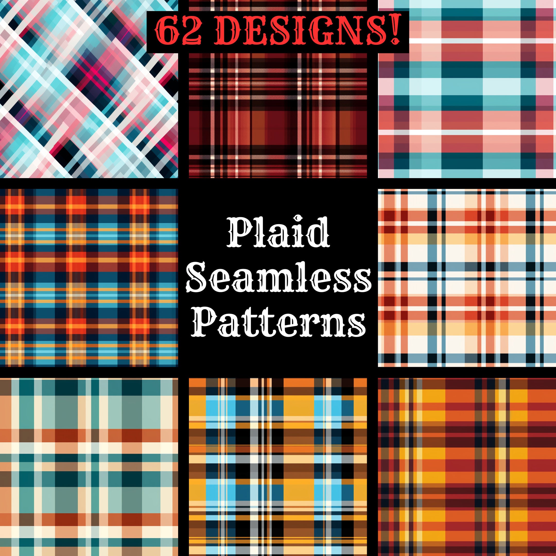 Plaid Seamless Digital Paper, Printable Scrapbook Paper Seamless ...