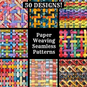 Paper Weaving Seamless Patterns: 50 PNG Digital Papers (digital ...