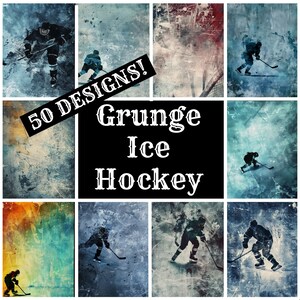 Grunge Ice Hockey Digital Paper: Vintage Journal Inserts (PNG, 8.5x11 ...