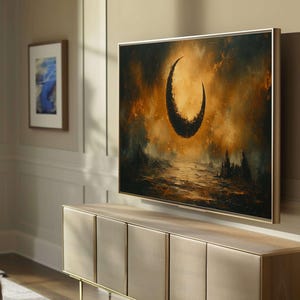 Crescent Moon Night Sky Frame TV Art (digital Download) - Etsy