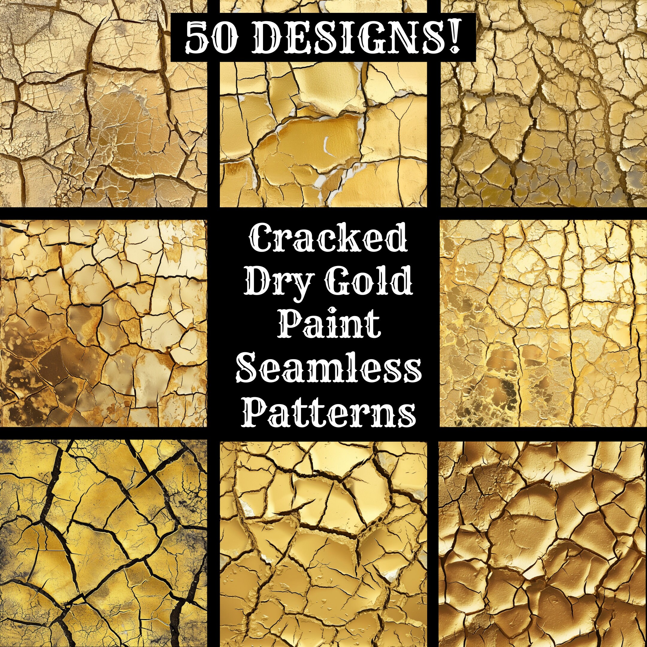 Cracked Dry Gold Paint Seamless Digital Paper, Printable Scrapbook ...