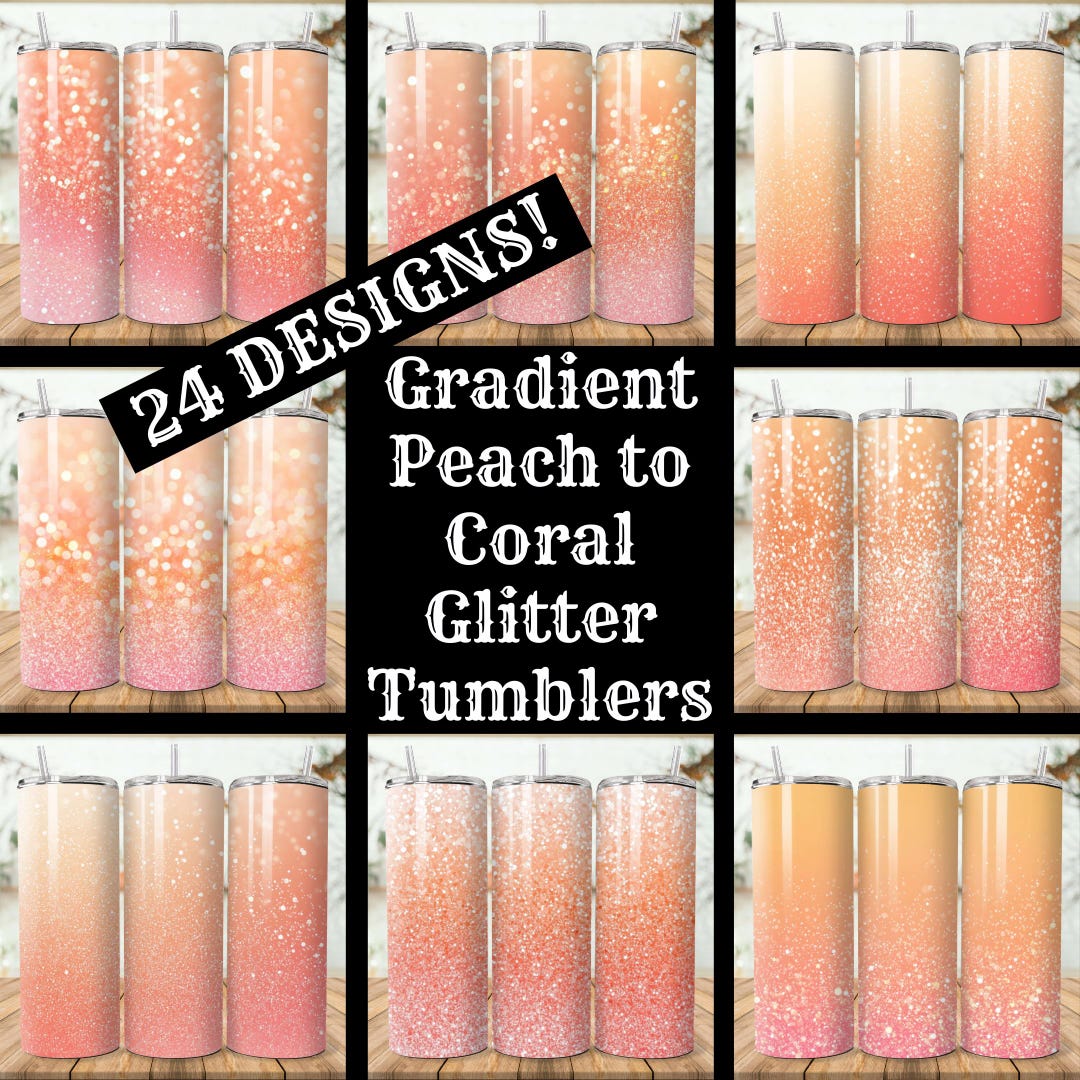 Peach Coral Glitter Tumbler Sublimation Designs: 20oz Skinny Tumbler ...