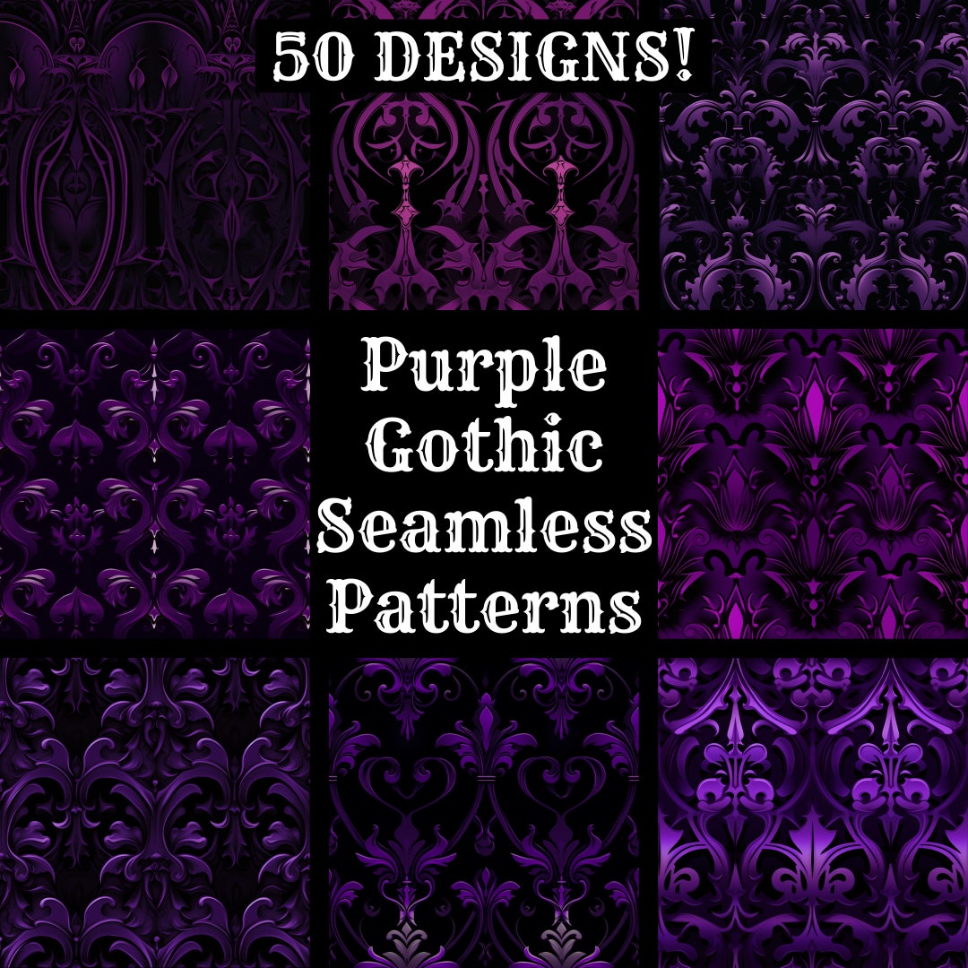 Purple Gothic Seamless Digital Paper, Printable Scrapbook Paper ...