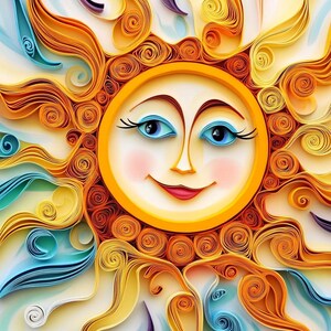 Quilled Sun Journal Paper, Quilled Sun Printable Paper, Vintage ...