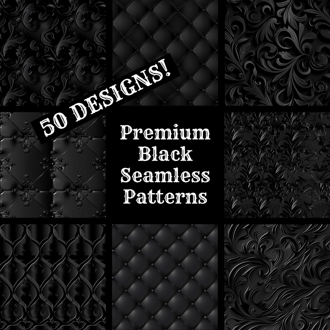 50 Black Seamless Patterns: Digital Scrapbook Paper (PNG, 300 Dpi) - Etsy