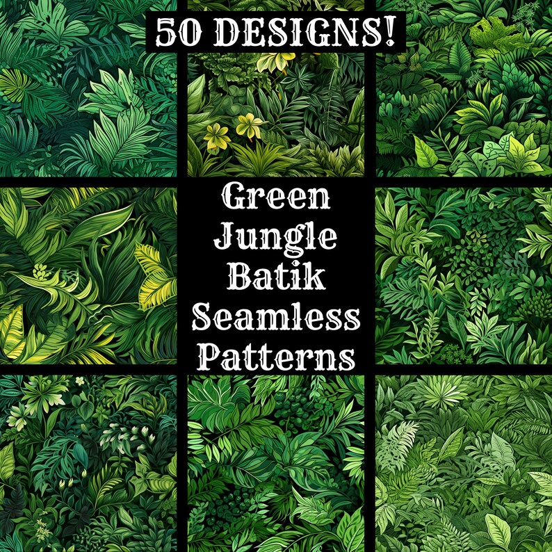 Green Jungle Batik Seamless Digital Paper Printable Scrapbook Paper ...