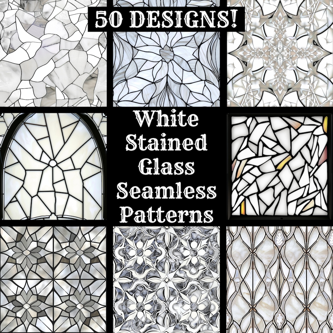 Printable White Stained Glass Digital Paper for Scrapbooking and Crafts ...