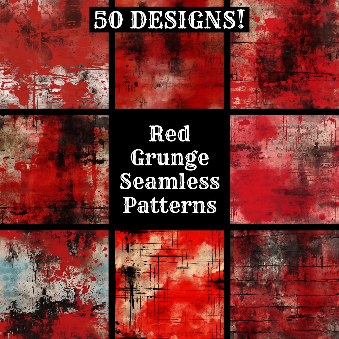 Red Grunge Seamless Digital Paper, Printable Scrapbook Paper Seamless ...