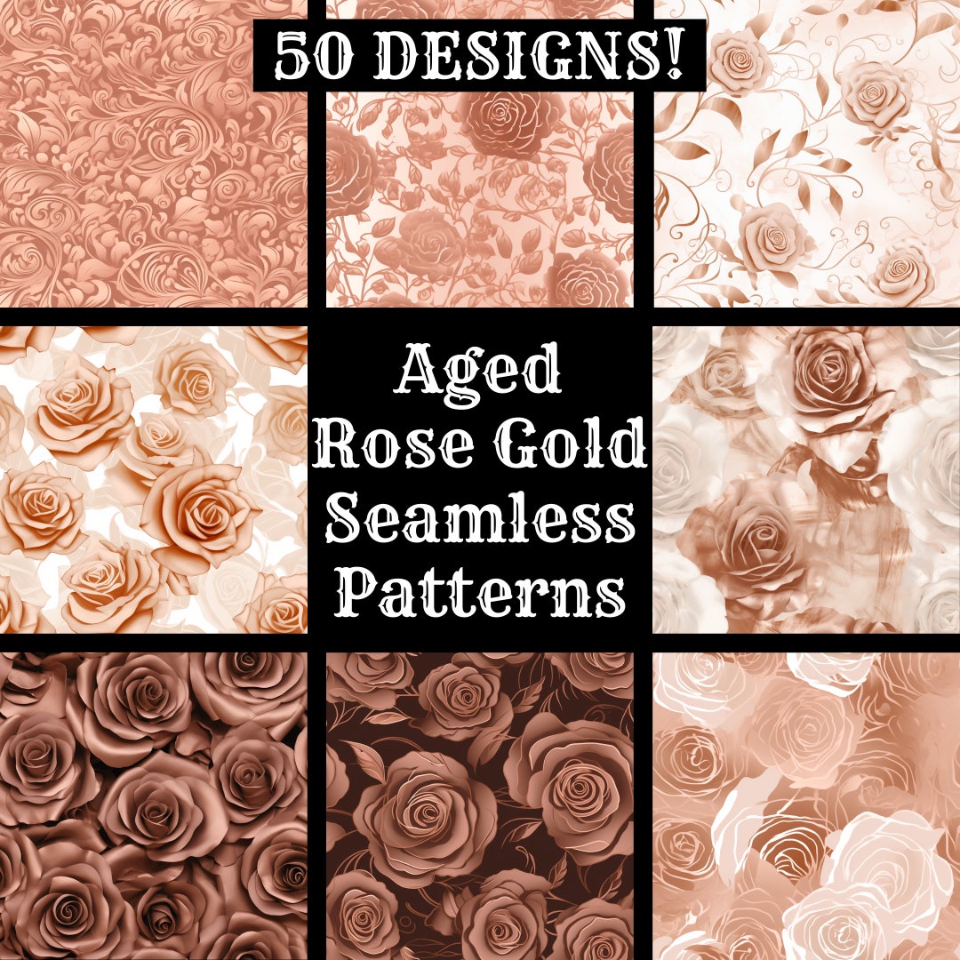 Aged Rose Gold Seamless Digital Paper, Printable Scrapbook Paper ...