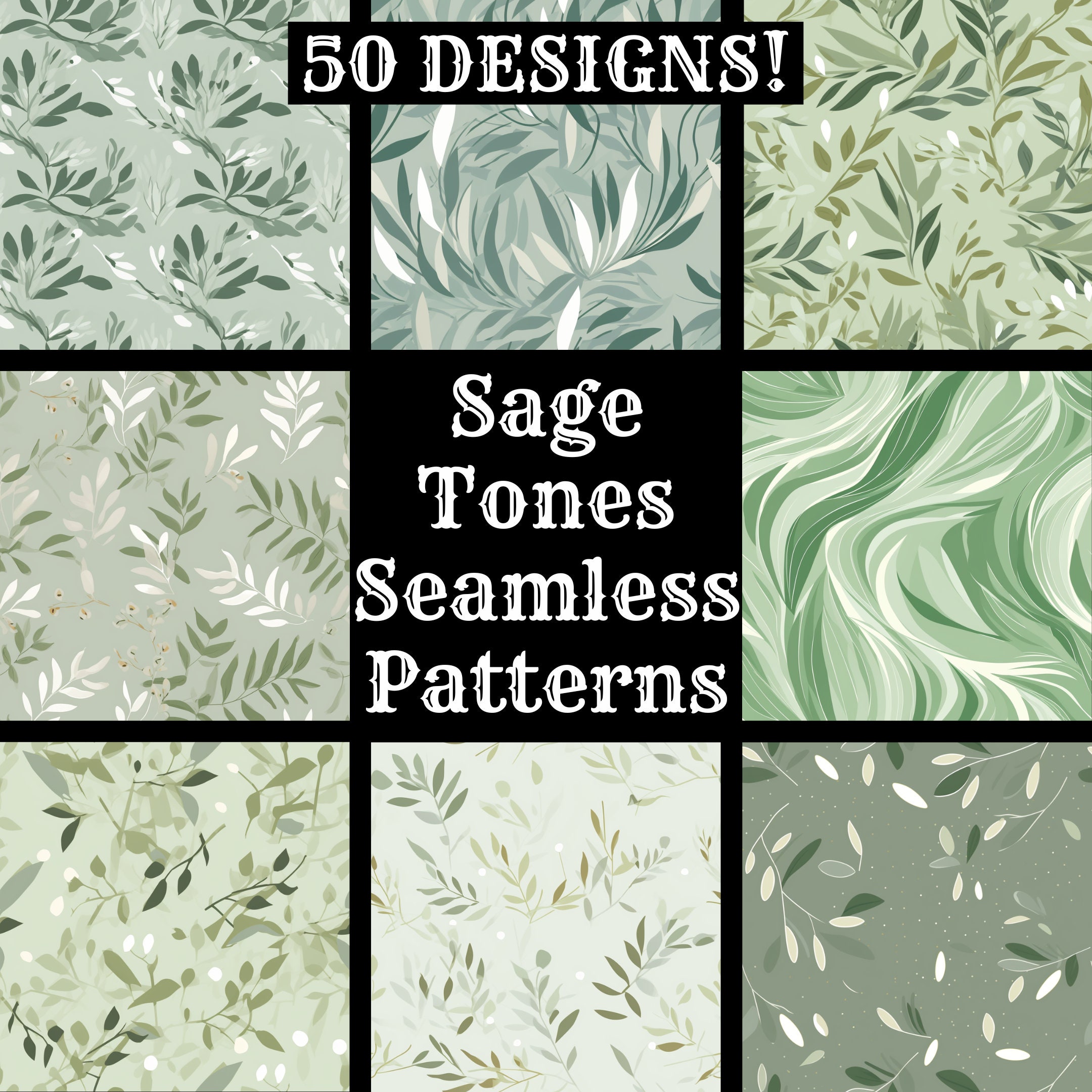 Sage Tones Seamless Digital Paper, Printable Scrapbook Paper Seamless ...