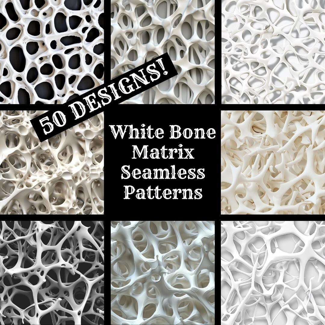 White Bone Matrix Seamless Pattern: 50 Digital Papers (digital Download ...