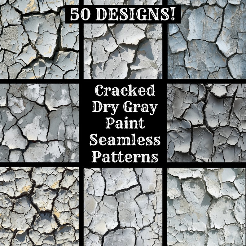 Cracked Gray Paint Textures: Seamless Digital Paper (PNG) - Etsy