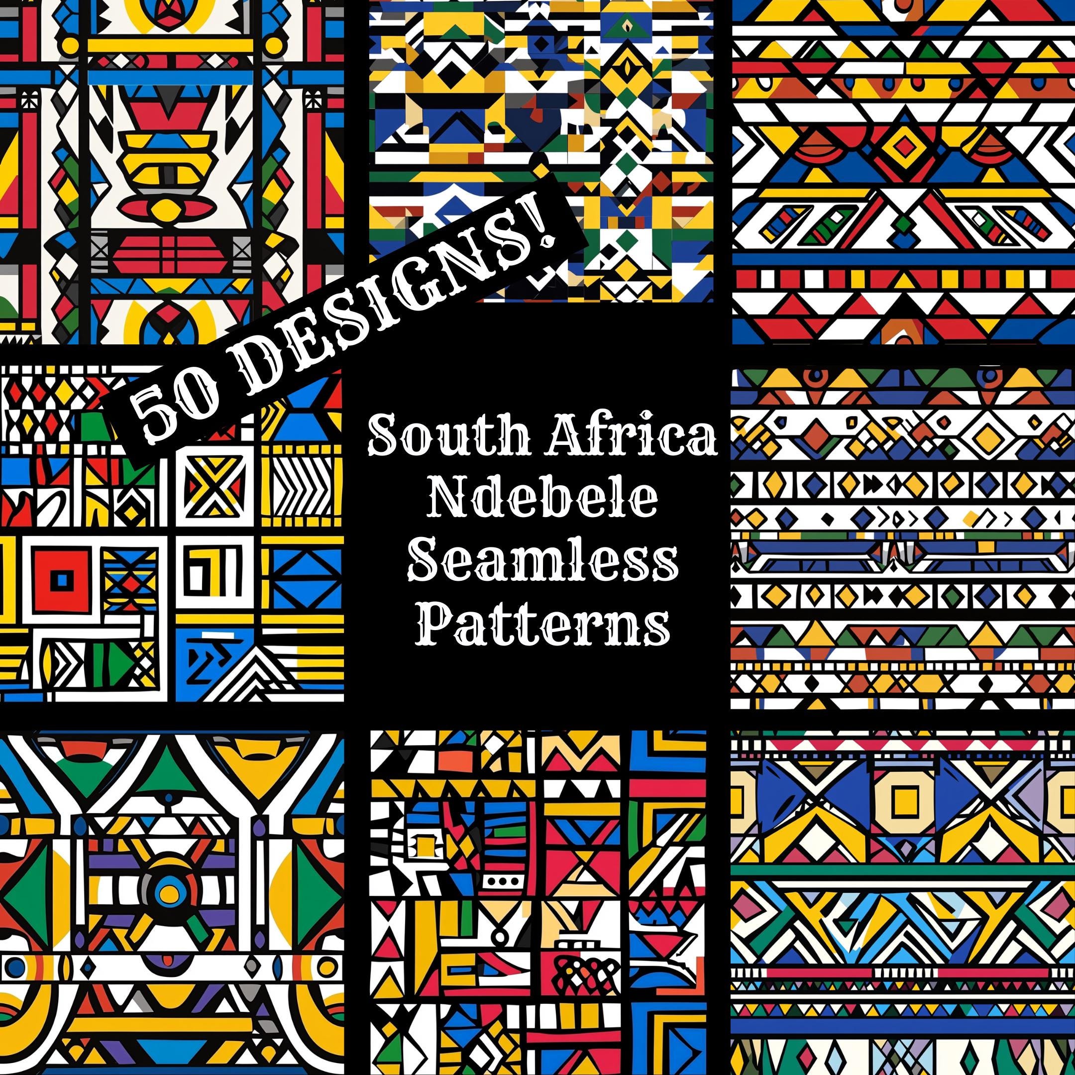 Ndebele Seamless Pattern: South Africa Digital Paper (PNG) - Etsy