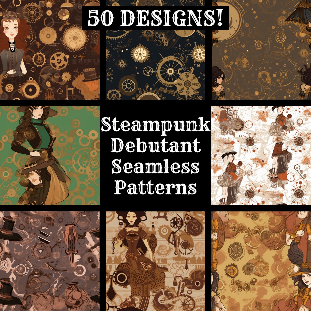 Steampunk Debutant Seamless Digital Paper Printable Scrapbook Paper ...