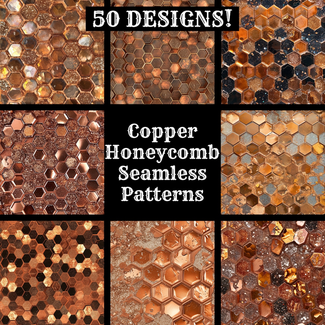 Copper Honeycomb Seamless Digital Paper, Printable Scrapbook Paper Seamless Textures, Digital ...
