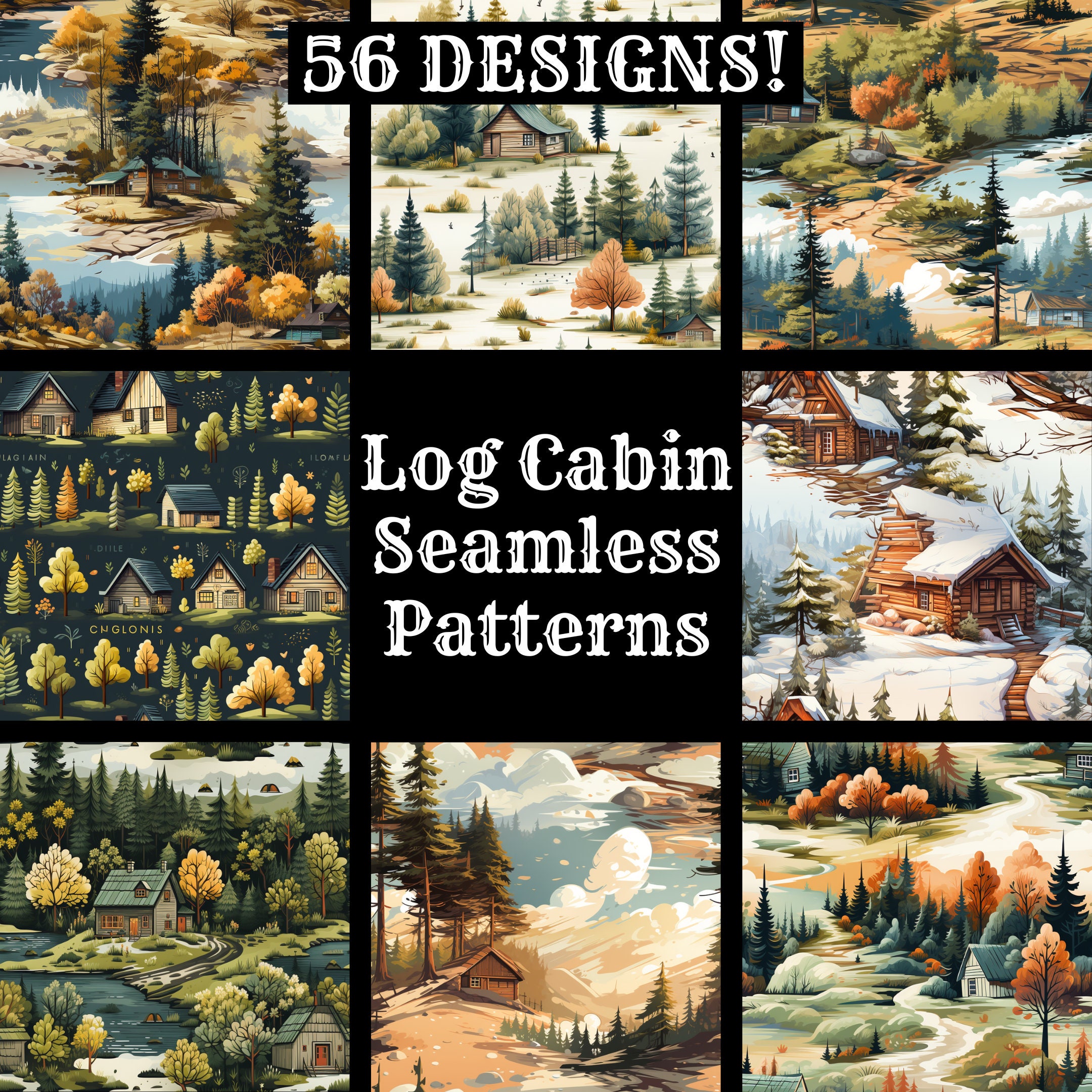 Log Cabin Seamless Digital Paper, Printable Scrapbook Paper Seamless ...