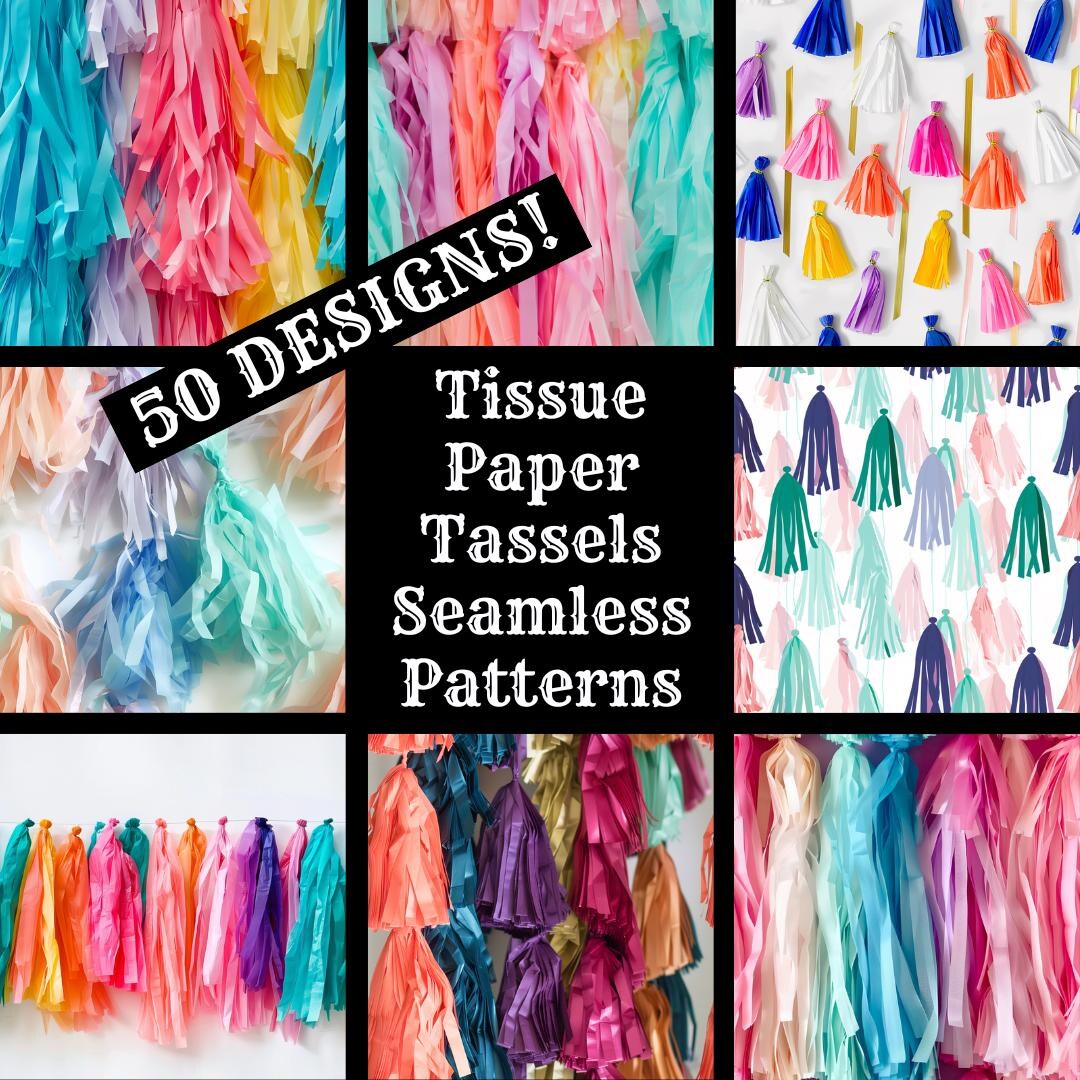 Tissue Paper Tassels Seamless Patterns: Scrapbook Paper (digital ...