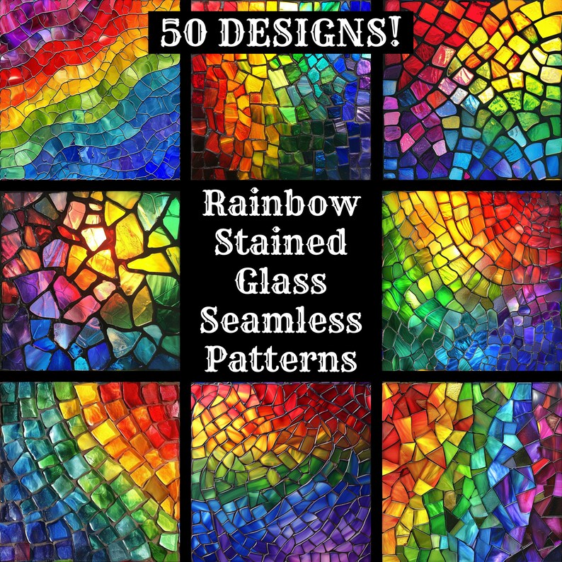 Rainbow Stained Glass Seamless Digital Paper for Scrapbooking - Etsy