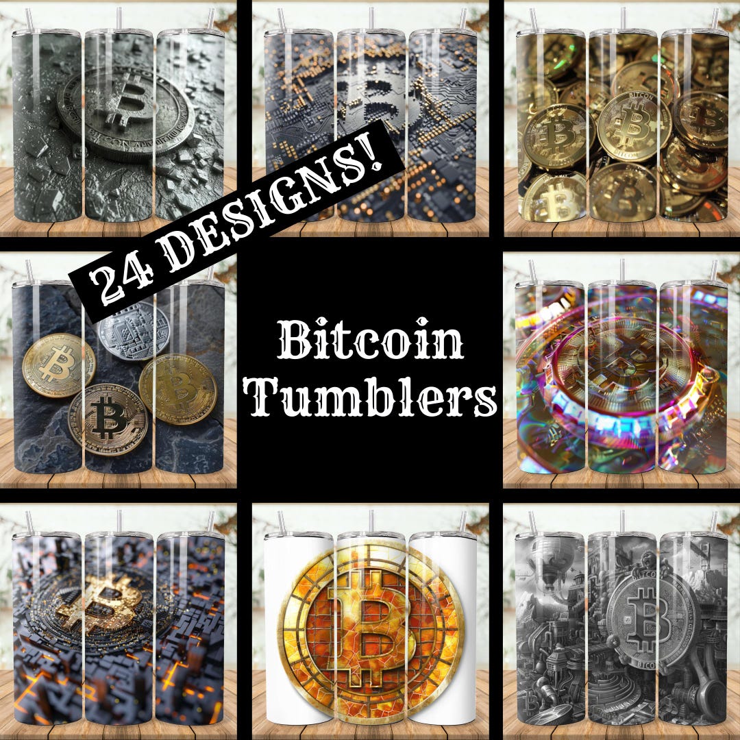 Bitcoin Tumbler Wrap Bundle 24 Pack Bitcoin 20 Oz Skinny Tumbler ...