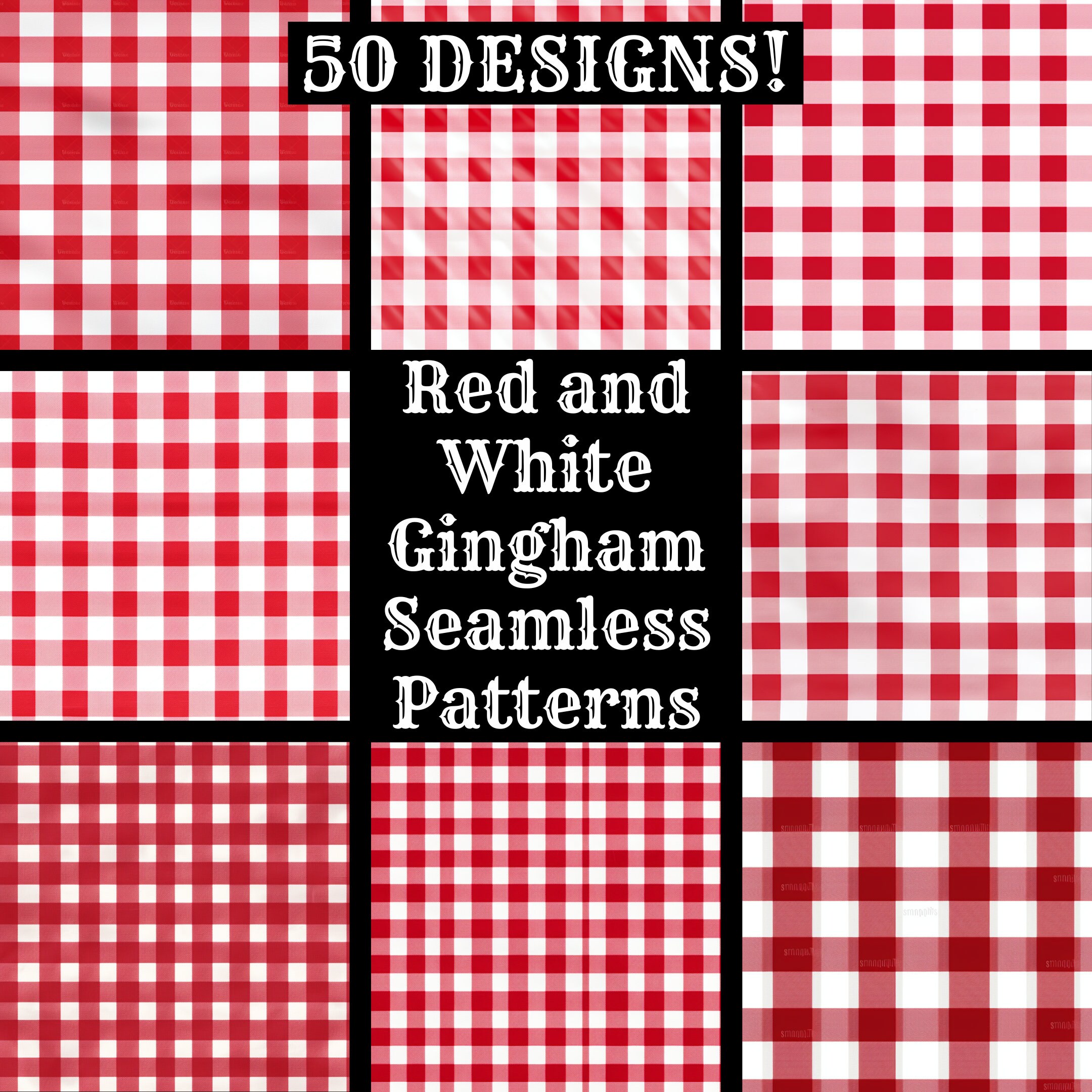 Red and White Gingham Seamless Digital Paper, Printable Scrapbook Paper ...