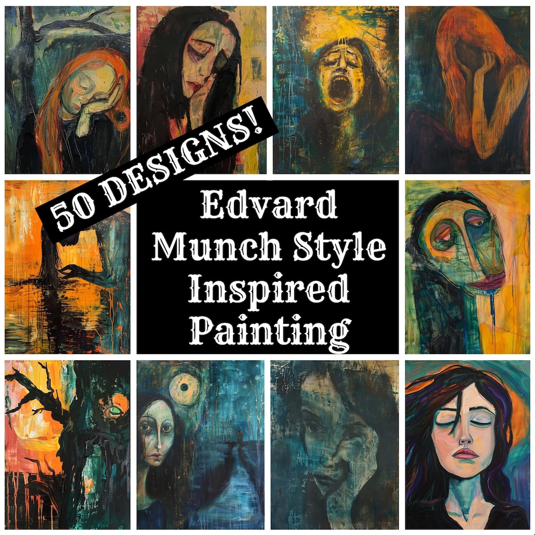 Edvard Munch Style Inspired Painting Journal Paper, Edvard Munch ...