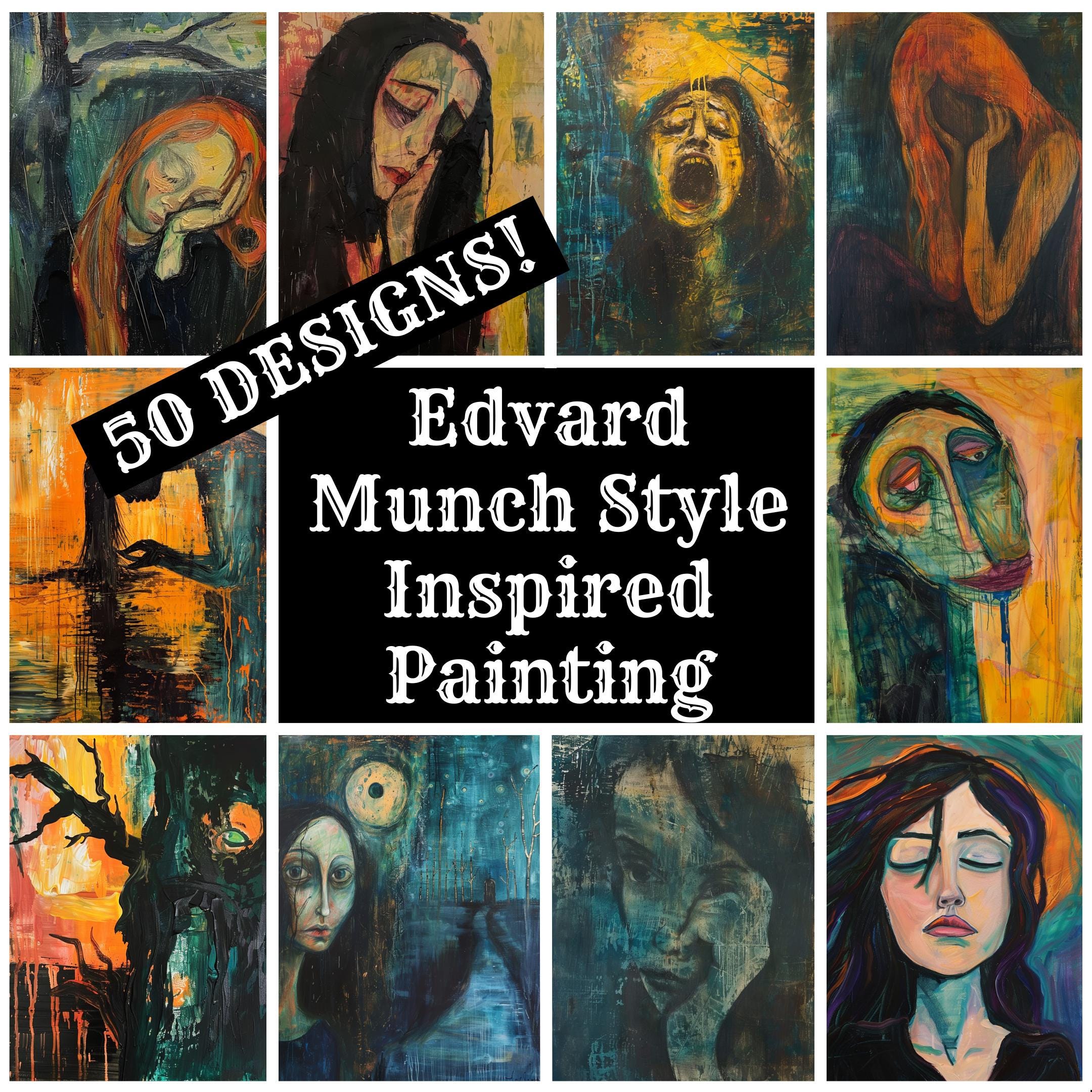 Edvard Munch Style Inspired Painting Journal Paper, Edvard Munch ...