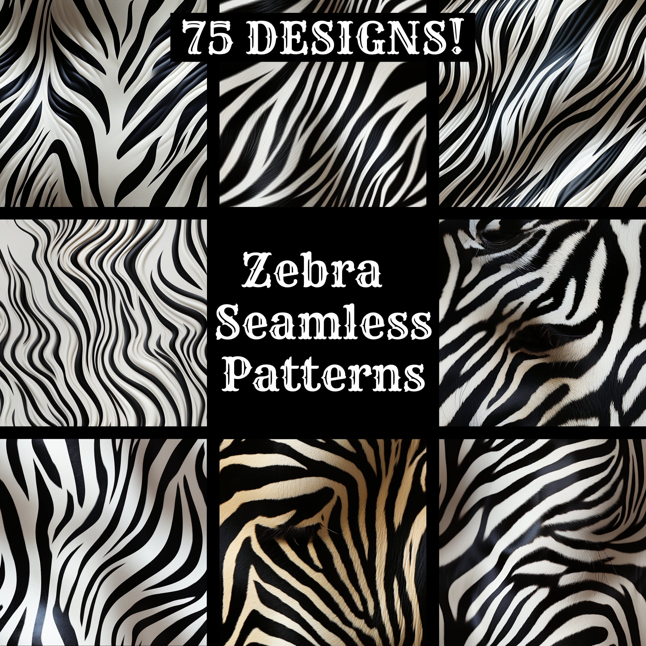 Zebra Stripes Seamless Digital Paper, Printable Scrapbook Paper ...