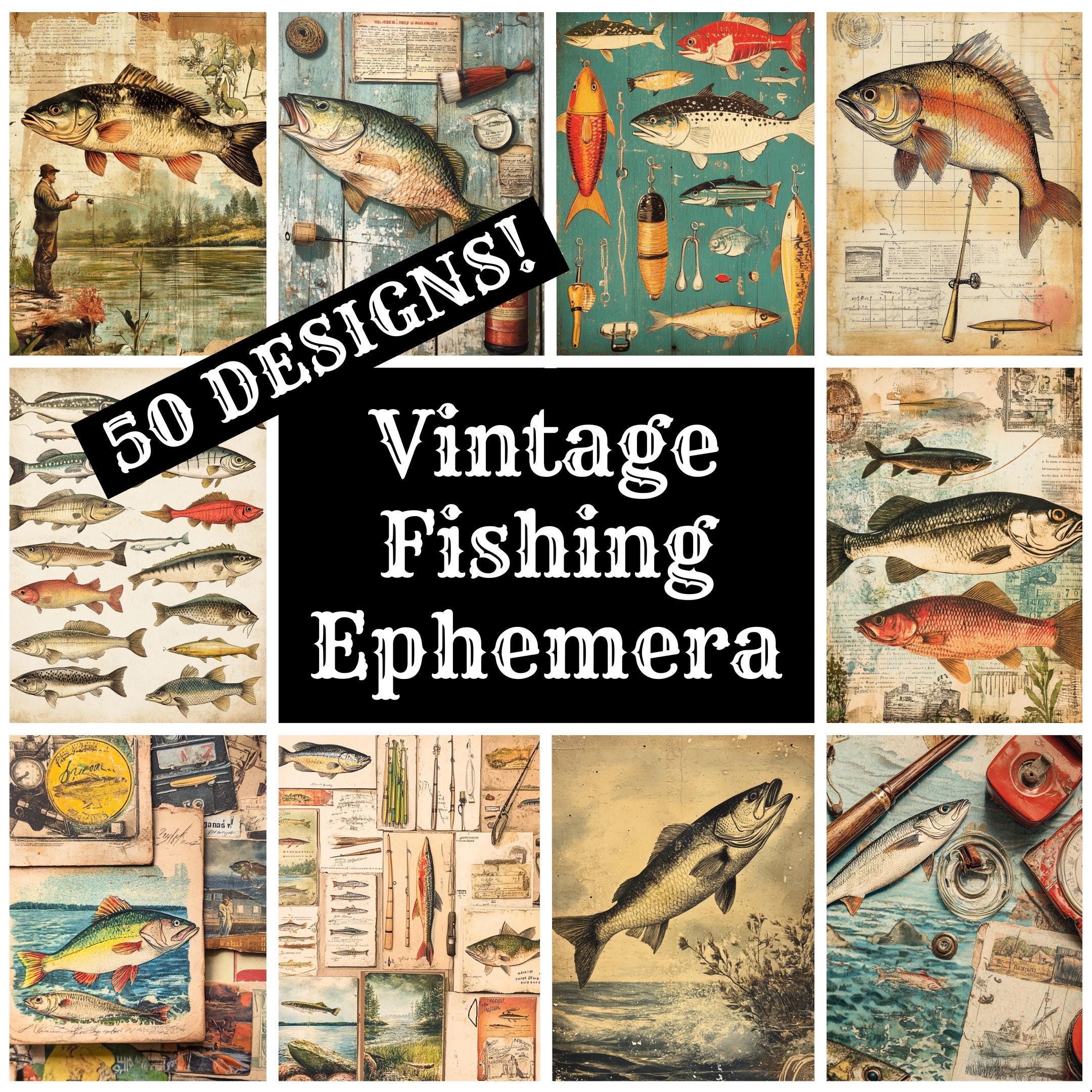 Vintage Fishing Ephemera: Printable Journal Paper (PNG Digital Download ...