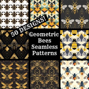 Geometric Bees Seamless Pattern: Printable Digital Paper (PNG) - Etsy