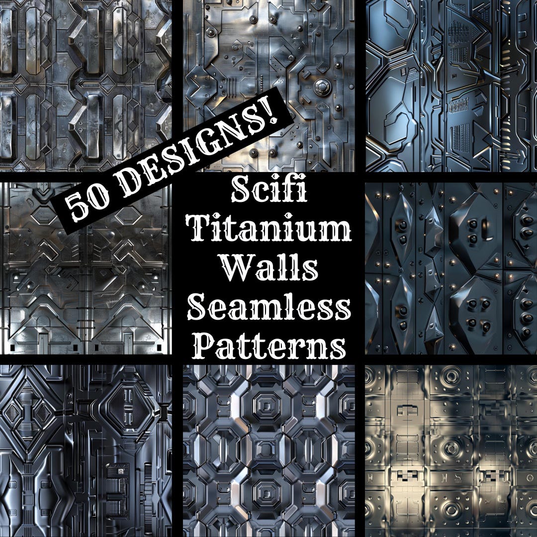 Scifi Titanium Walls Seamless Digital Paper, Scifi Titanium Walls ...