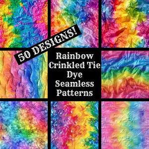 Rainbow Crinkled Tie Dye Seamless Digital Paper, Printable Scrapbook ...