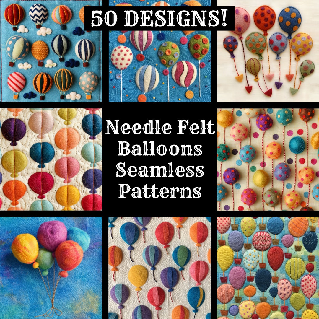 Needle Felt Balloons Seamless Digital Paper, Needle Felt Balloons ...