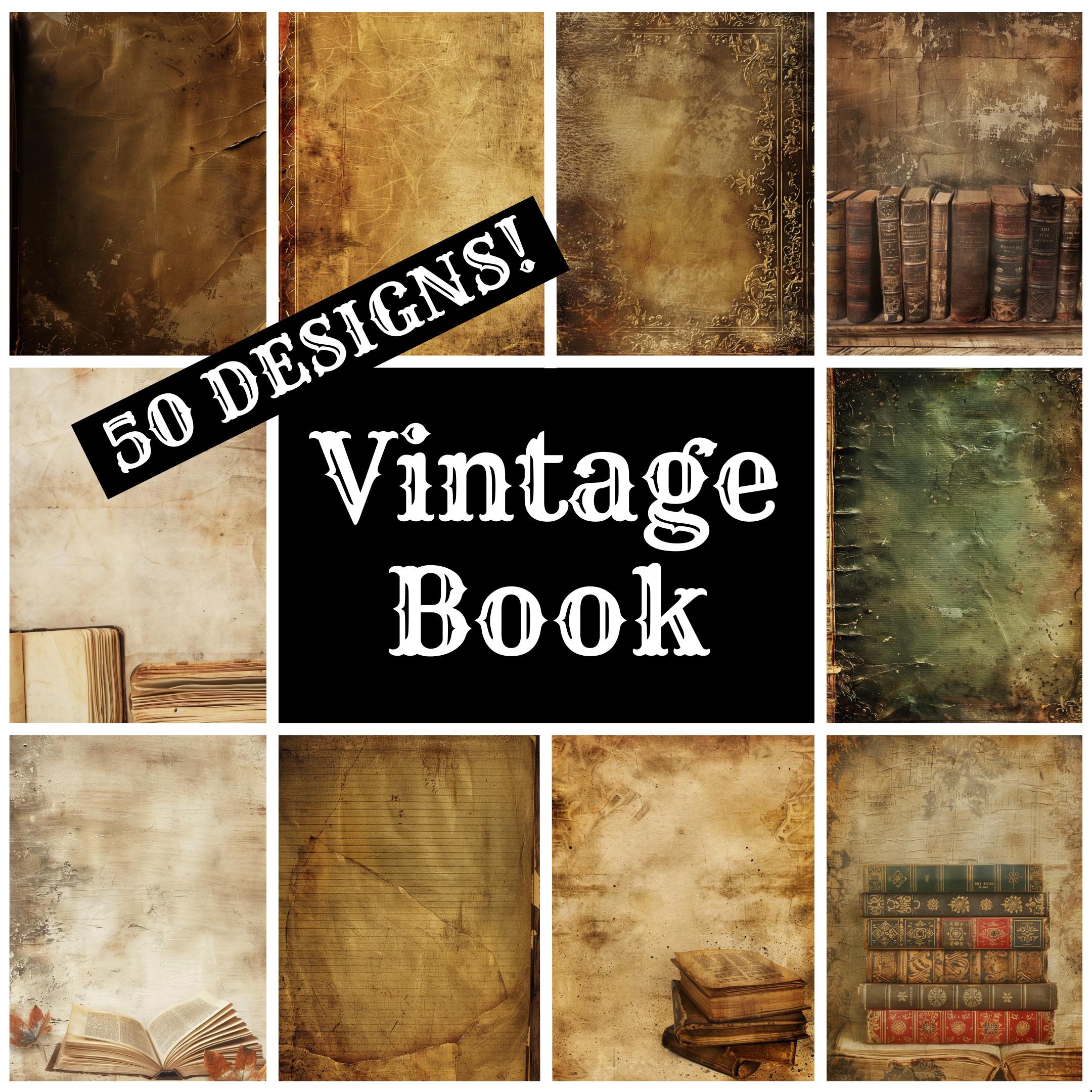 Vintage Book Digital Paper: 50 PNG Scrapbook Pages (8.5x11 In) - Etsy