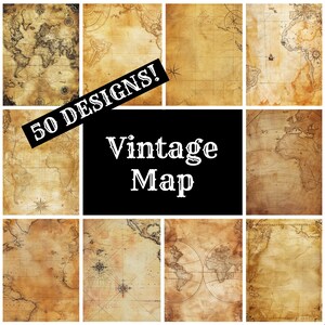 Vintage Map Digital Paper: 50 PNG Scrapbook Pages (digital Download) - Etsy