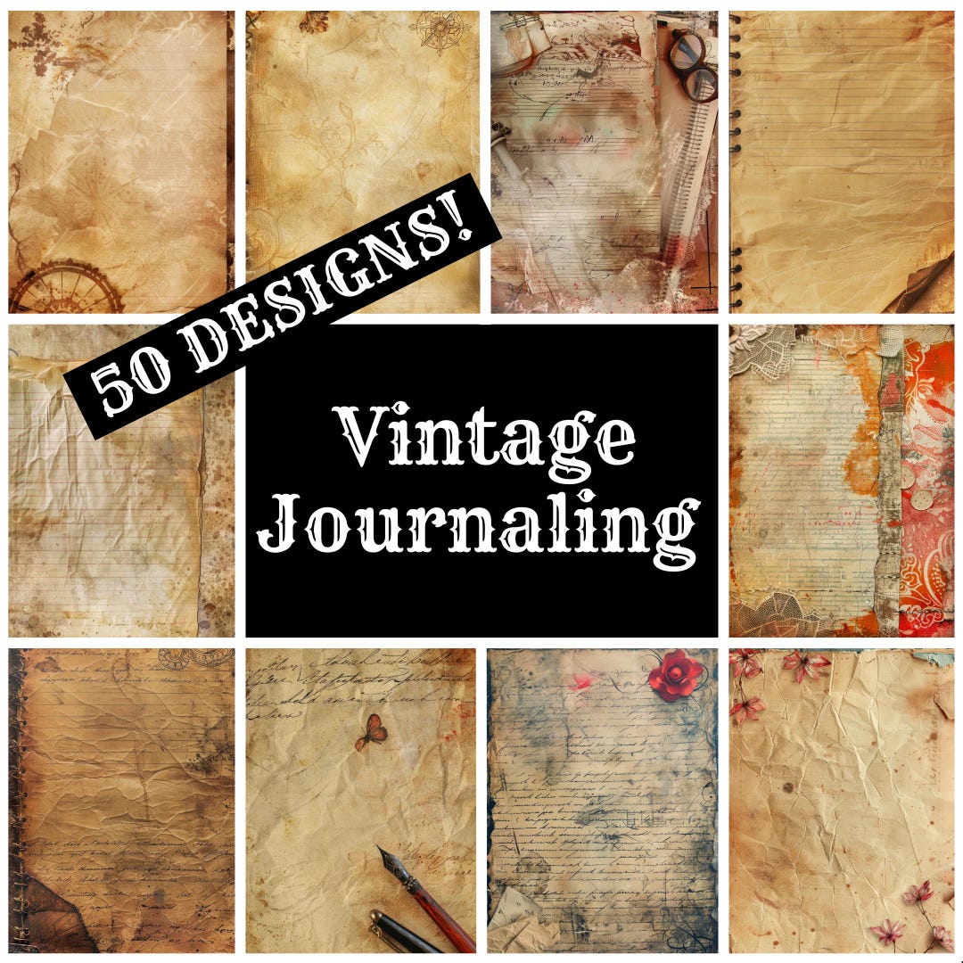 Vintage Journaling Paper: 50 PNG Designs (digital Download) - Etsy