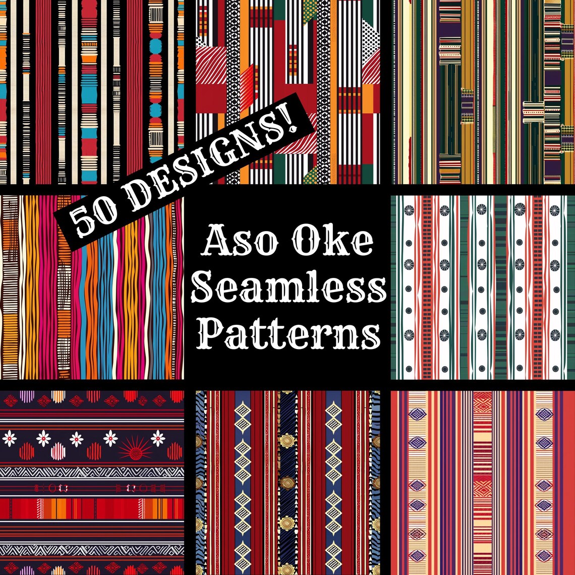 Aso Oke Seamless Pattern: 50 PNG Digital Papers (digital Download) - Etsy
