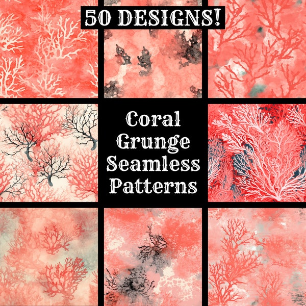 Coral Digital Paper - Etsy