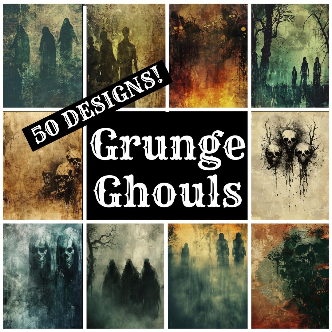 Grunge Ghouls Journal Paper: Vintage Scrapbook Inserts (PNG Digital ...