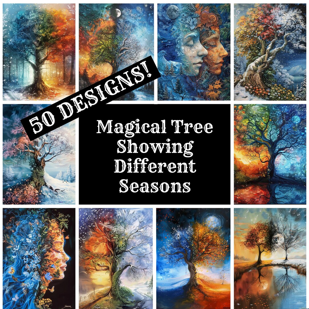 Magical Tree Showing Different Seasons Journal Paper, Magical Tree ...