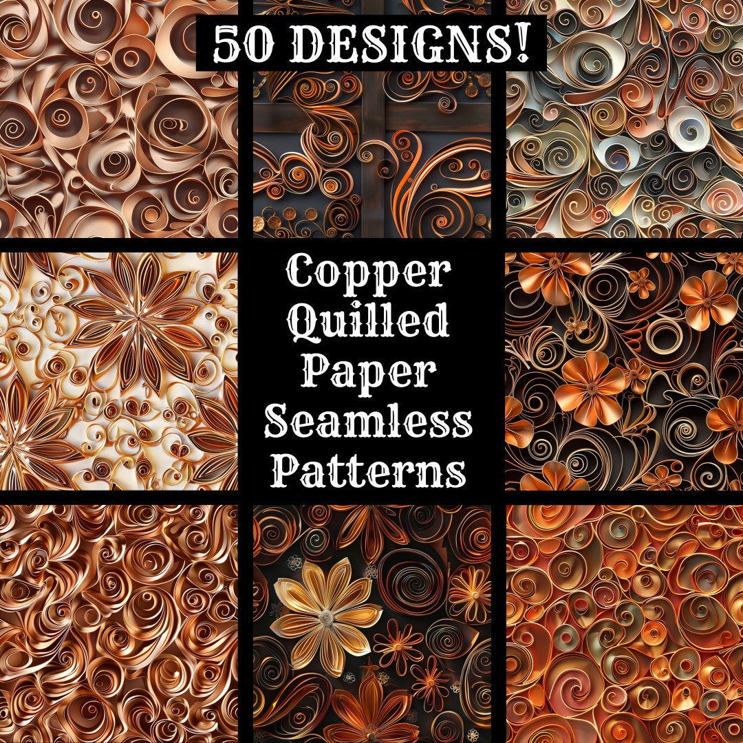 Copper Quilled Paper Seamless Digital Paper, Copper Quilled Paper ...