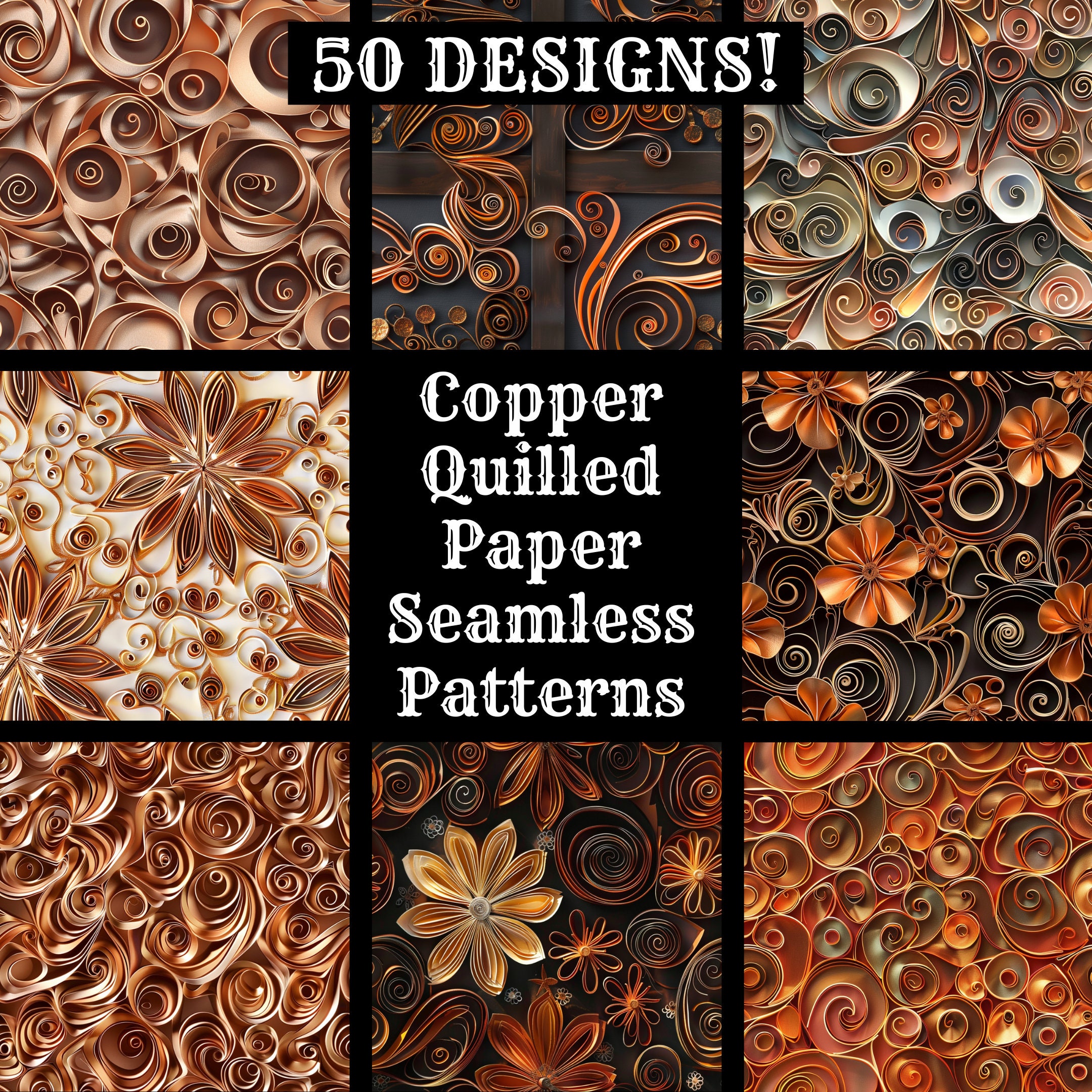 Copper Quilled Paper Seamless Digital Paper, Copper Quilled Paper ...