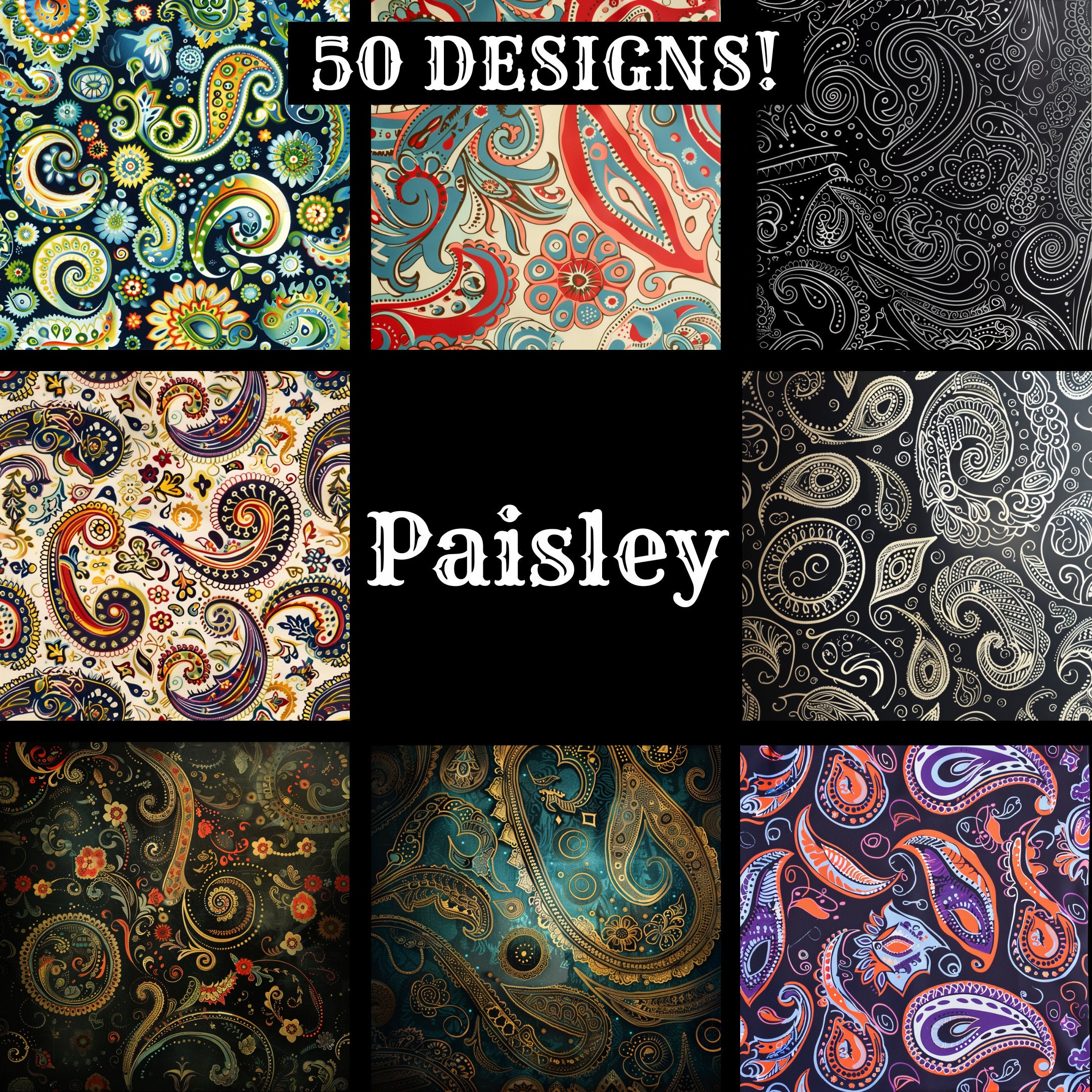 Paisley Paper, Paisley Printable Paper, Vintage Paisley, Paisley ...
