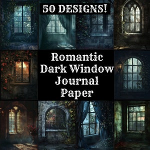 Romantic Dark Window Journal Paper: Vintage Scrapbook Inserts (digital ...